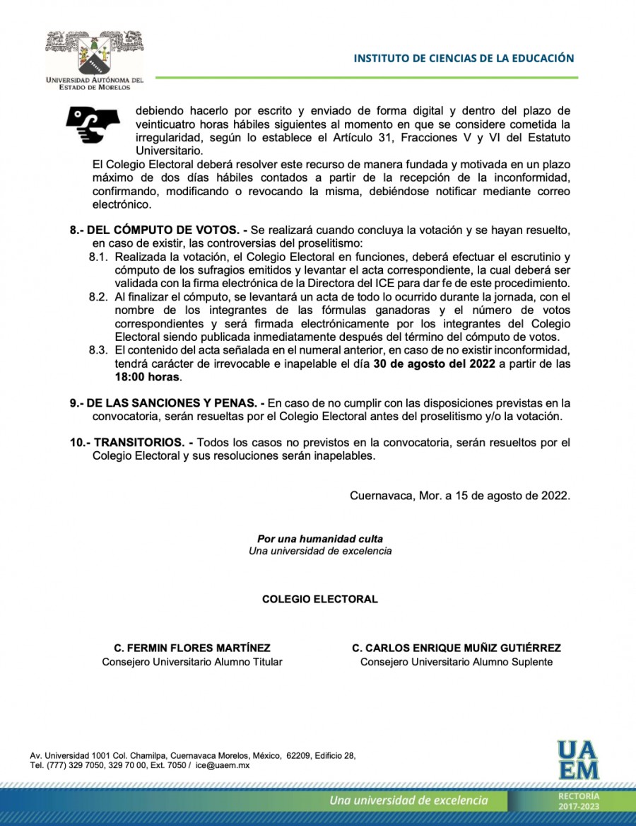 Renovación del Cargo de Persona Consejera Universitaria Alumna Titular ...