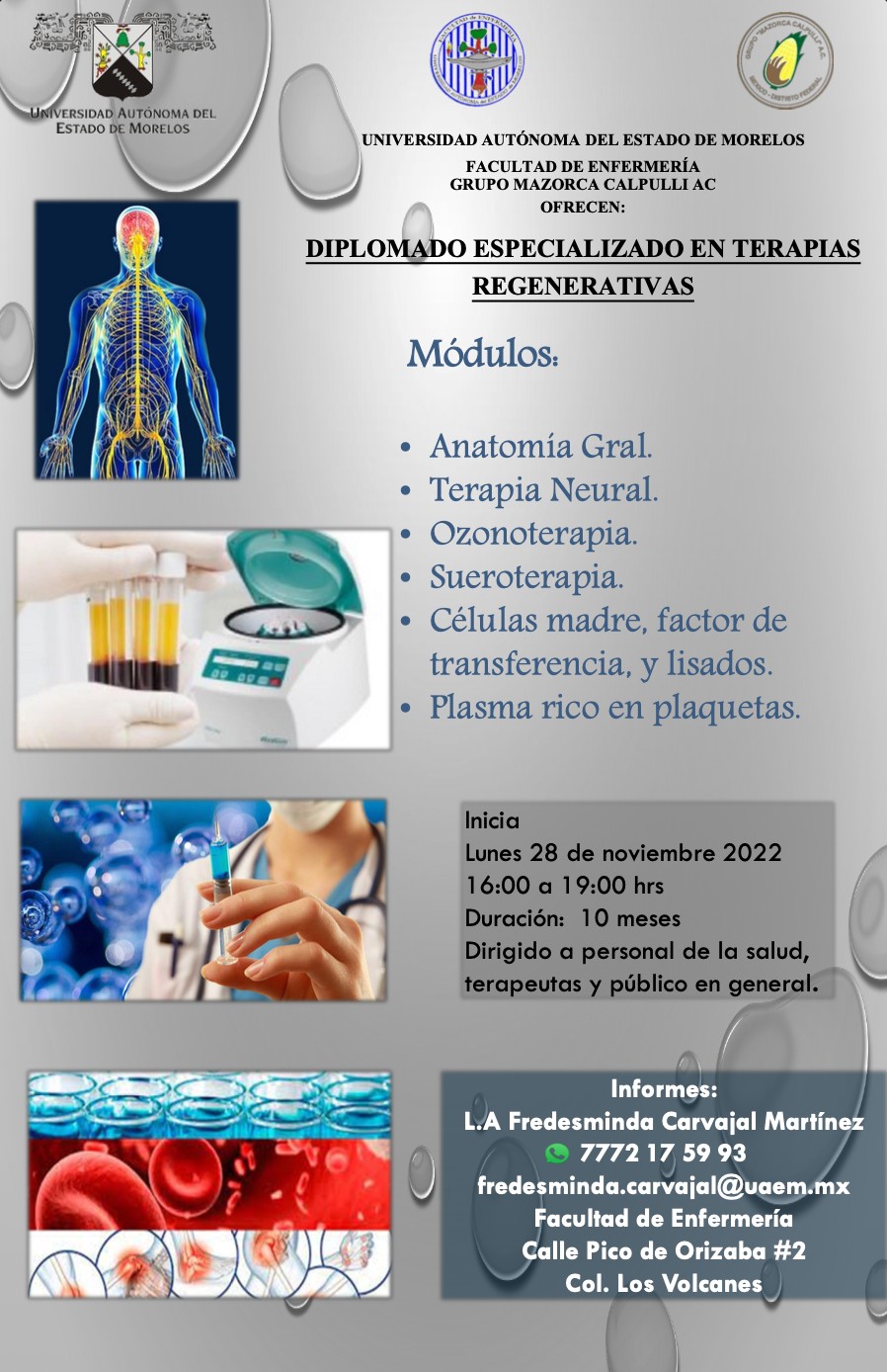 Diplomado Especializado en Terapias Regenerativas - Universidad Autónoma del Estado de Morelos