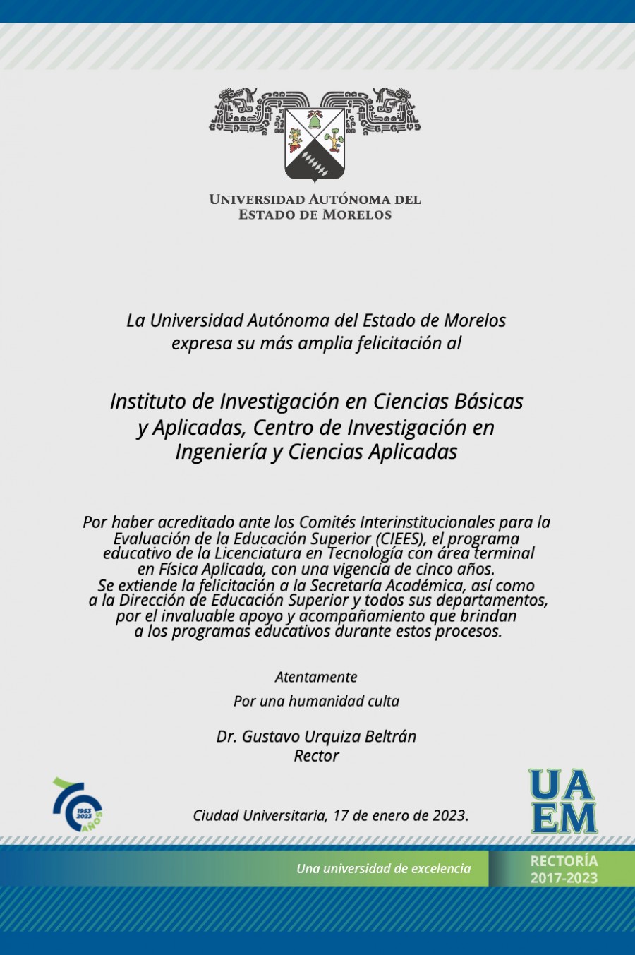 Felicitación UAEM 2023 | IICBA - CIICAp - Universidad Autónoma del ...