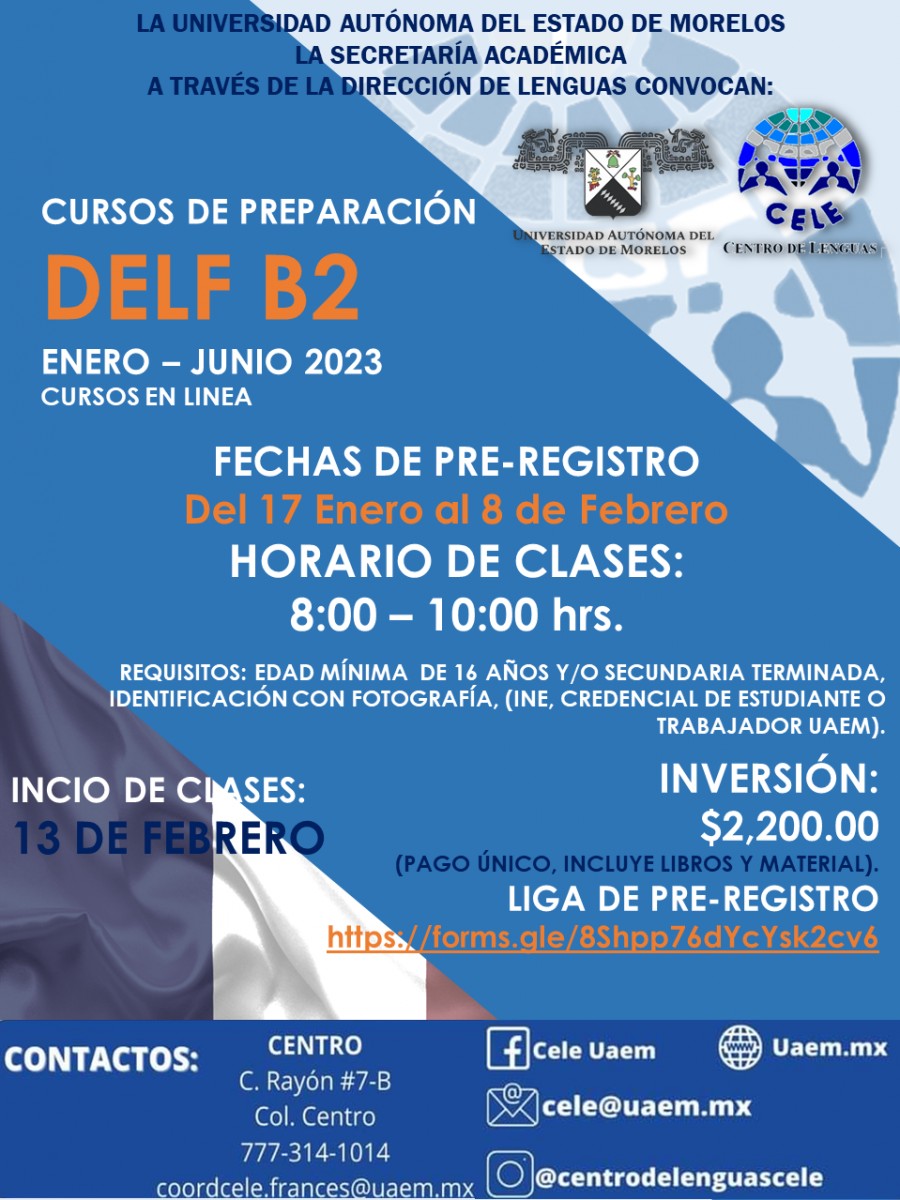 Curso de Preparación DELF B2 | Enero - Junio 2023 - Universidad Autónoma del Estado de Morelos