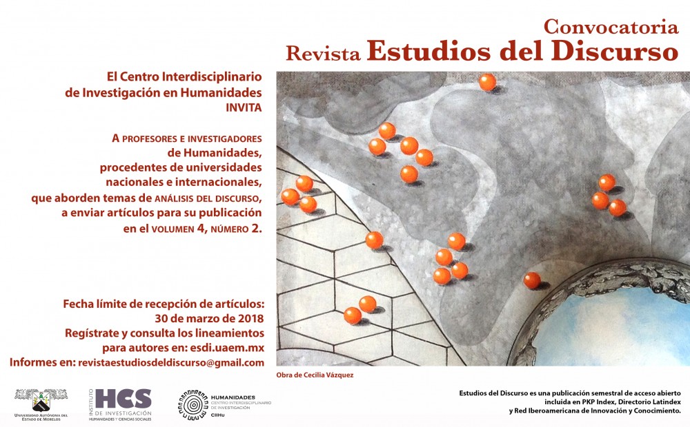 Convocatoria REVISTA ESTUDIOS DEL DISCURSO - Universidad Autónoma del ...